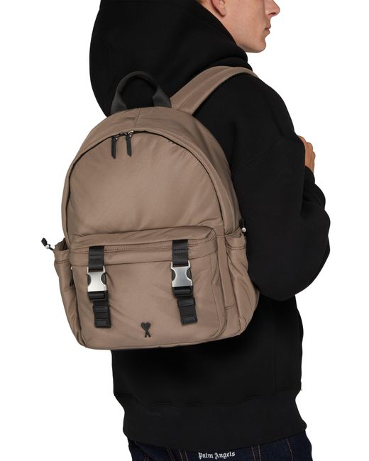 Ami Paris Ami De Cœur Backpack in Brown for Men | Lyst