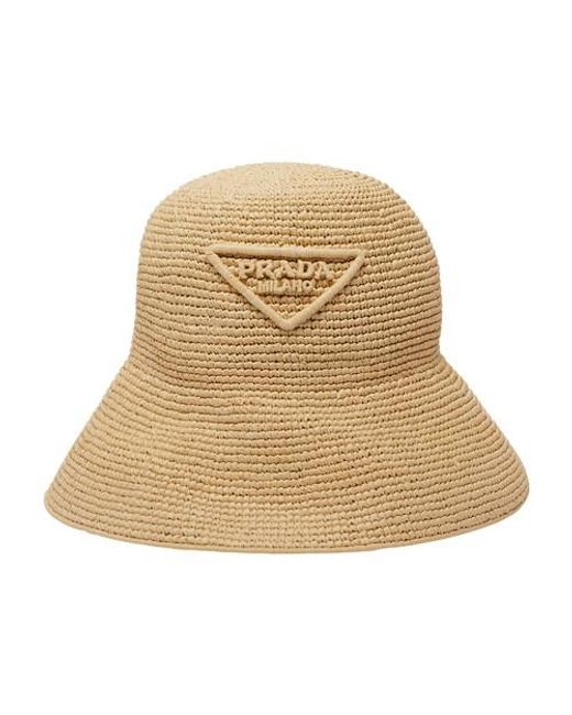 Prada Hut mit gesticktem Logo in Natur | Lyst DE
