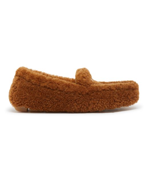 Prada Sheepskin Loafers in Brown | Lyst