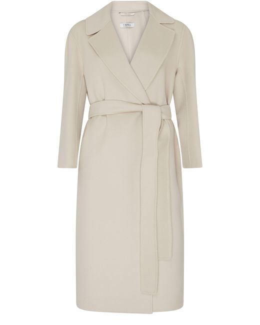 Max Mara Livia Long Belted Coat in Brown | Lyst