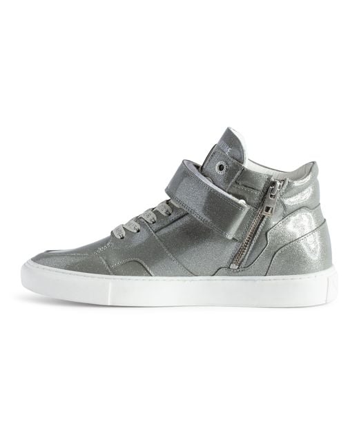 Zadig & Voltaire Flash Infinity Glitter Patent-leather Mid-top Trainers ...
