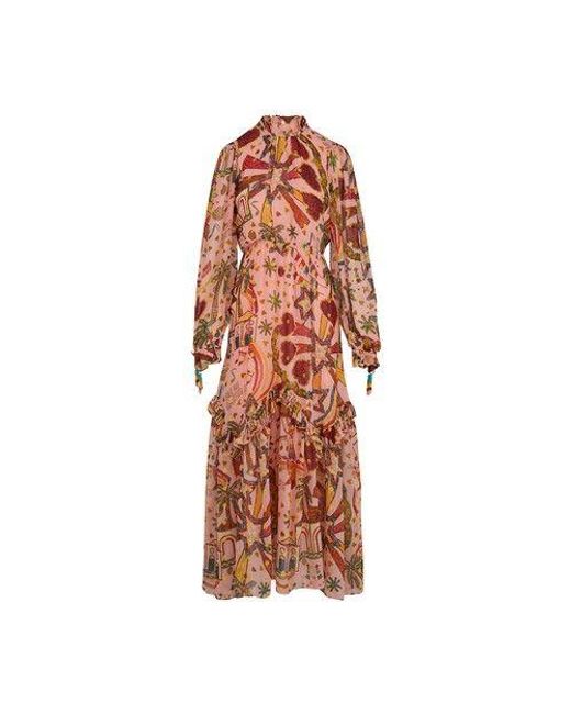 FARM Rio Pink Folk Maxi Dress | Lyst