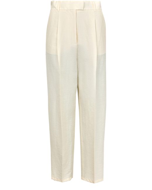 Max Mara Efedra Linen Silk Cigarette Pants in Natural | Lyst