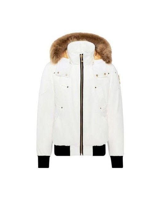 Moose Knuckles Gold Ballistic Bomber Neoshear in White for Men | Lyst