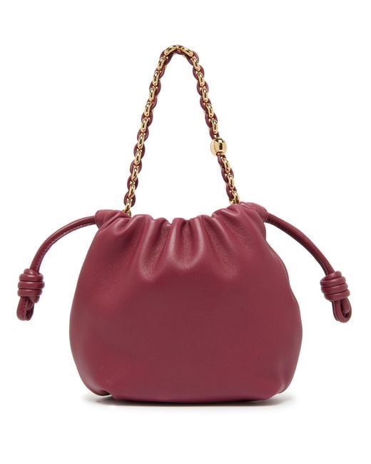 Loewe Leather Mini Flamenco Purse in Red | Lyst