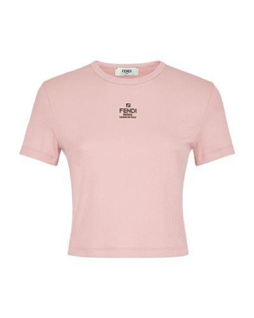 Fendi Cropped Slim-Fitting Top in Pink | Lyst