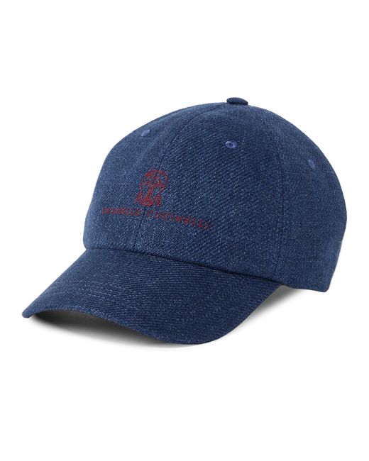 Brunello Cucinelli Diagonal Twill Baseball Cap in Blue for Men | Lyst