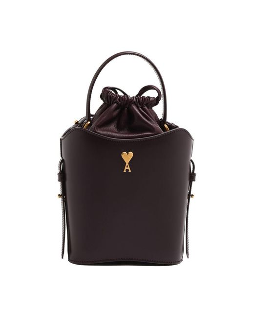 Ami Paris Mini Paris Paris Bucket Bag in Black | Lyst