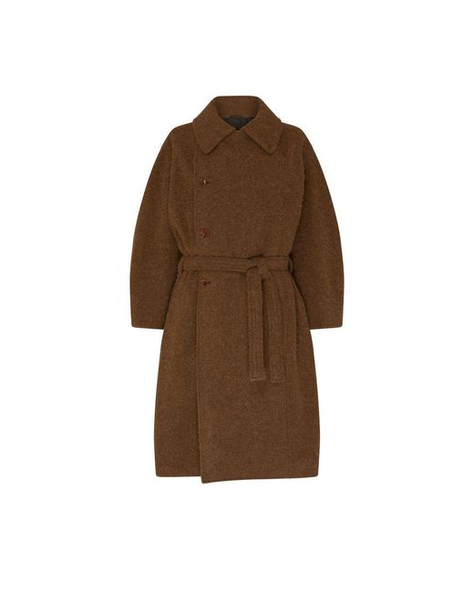 Lemaire Asymmetrical Bathrobe Coat in Brown | Lyst Lemaire Asymmetrical Bathrobe Coat in Brown | Lyst