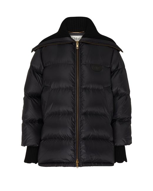 Chloé Puffer Jacket in Black | Lyst