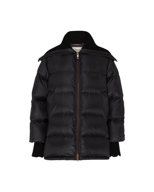 Chloé Puffer Jacket in Black | Lyst