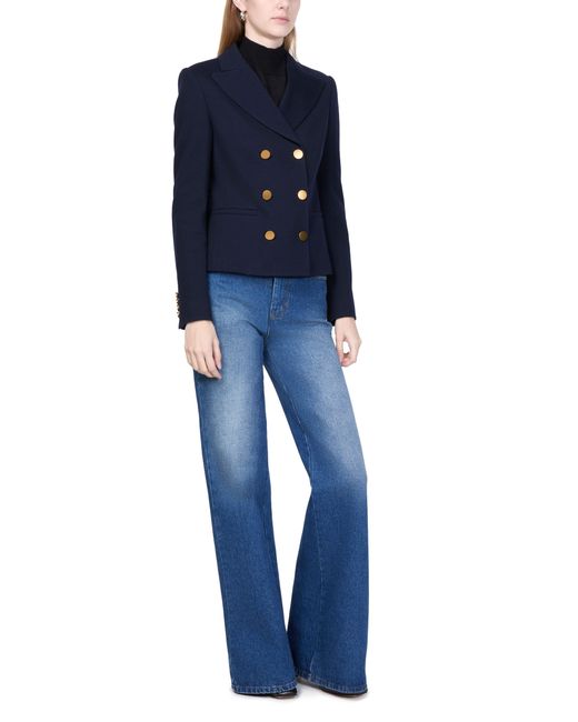 Max Mara Alabama Double-Breasted Jersey Blazer in Blue | Lyst