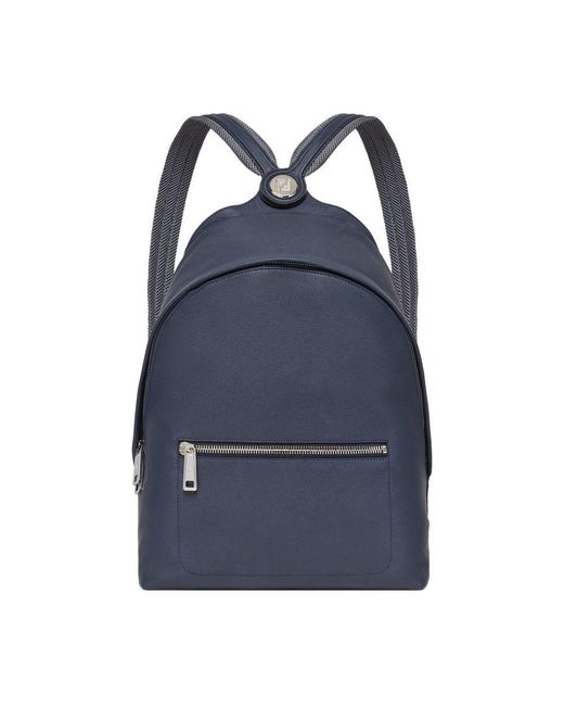 Fendi Dark Leather Backpack in Blue for Men | Lyst