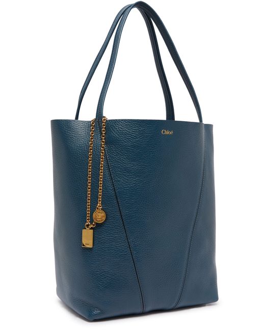 Chloé Spin Grained Leather Tote Bag in Blue | Lyst