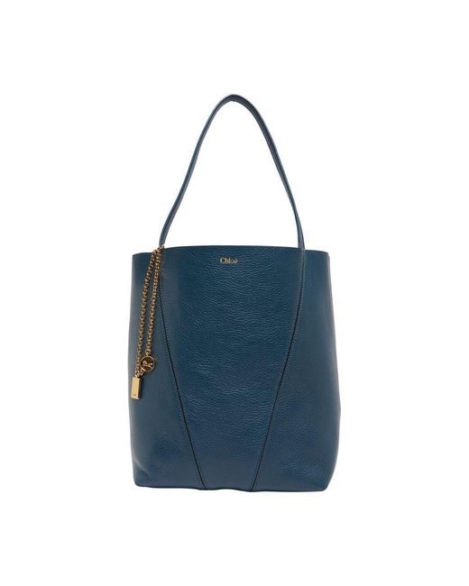 Chloé Spin Grained Leather Tote Bag in Blue | Lyst