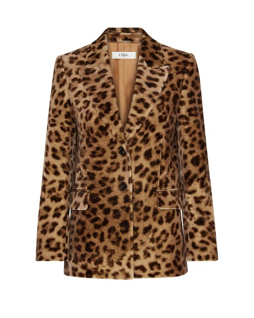 Chloé Leopard Print Jacket in Brown | Lyst