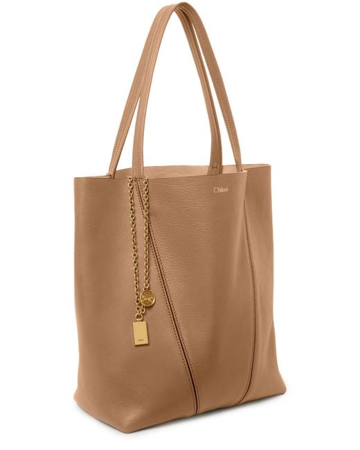 Chloé Chloé Spin Grained Leather Tote Bag in Brown | Lyst