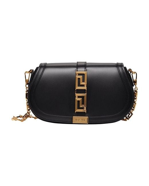 Versace Greca Goddess Shoulder Bag in Black | Lyst