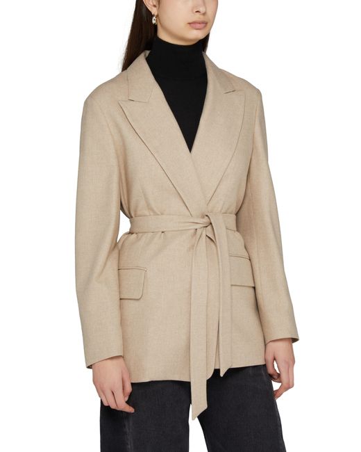 Max Mara Randers Short Belted Coat in Natural | Lyst