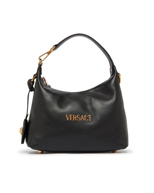 Versace Lamb Leather Hobo Bag in Black | Lyst