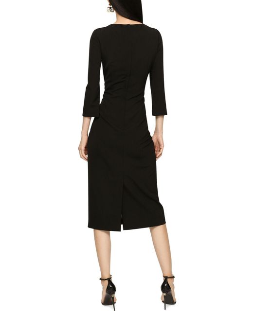 Dolce And Gabbana Woolen Calf Length Dress In Black Lyst