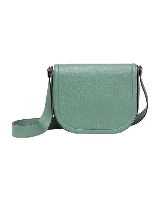 Fendi Roma Leather Chiodo Messenger in Green for Men | Lyst