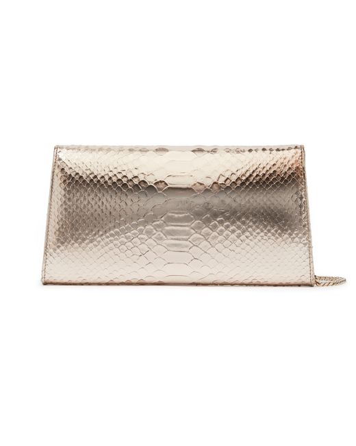 Tom Ford Laminated Stamped Python Clutch in Natural | Lyst