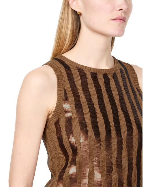Max Mara Golia Linen Knitted Tank Top With Embroidered Sequin in Brown ...