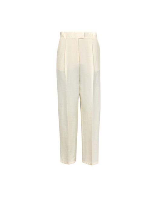 Max Mara Efedra Linen Silk Cigarette Pants in Natural | Lyst