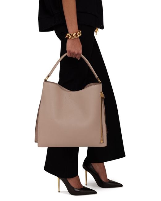 Tom Ford Alix Hobo Small Bag in Natural | Lyst
