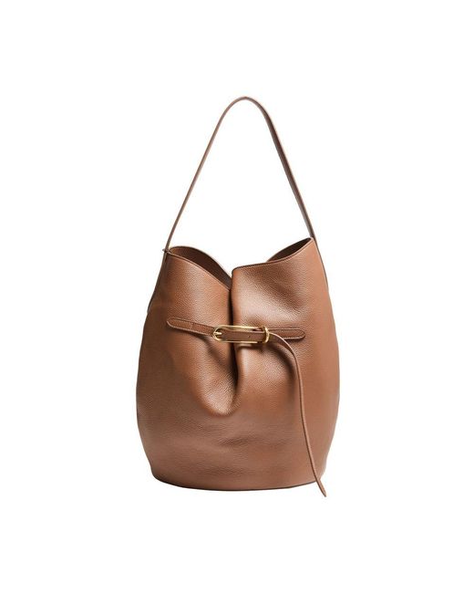Liffner Belted Large Bucket Bag in Brown | Lyst