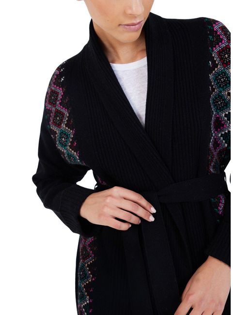 Not Shy Naja Wool And Cashmere Wrap Cardigan With Slavic Pattern In