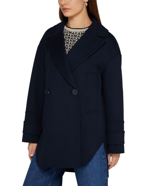 Max Mara Vania Double-Breasted Coat in Blue | Lyst