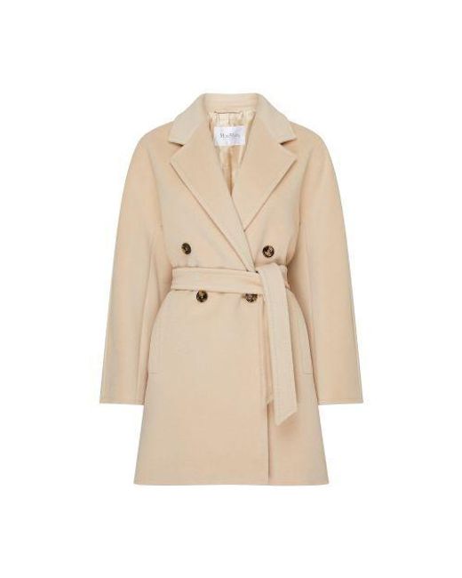 Max Mara Pila Short Wool Coat in Natural | Lyst