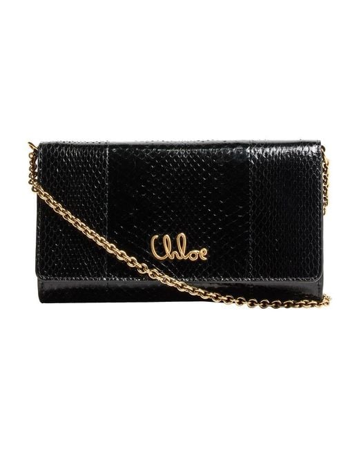 Chloé Chloé Iconic Clutch Bag With Chain in Black | Lyst