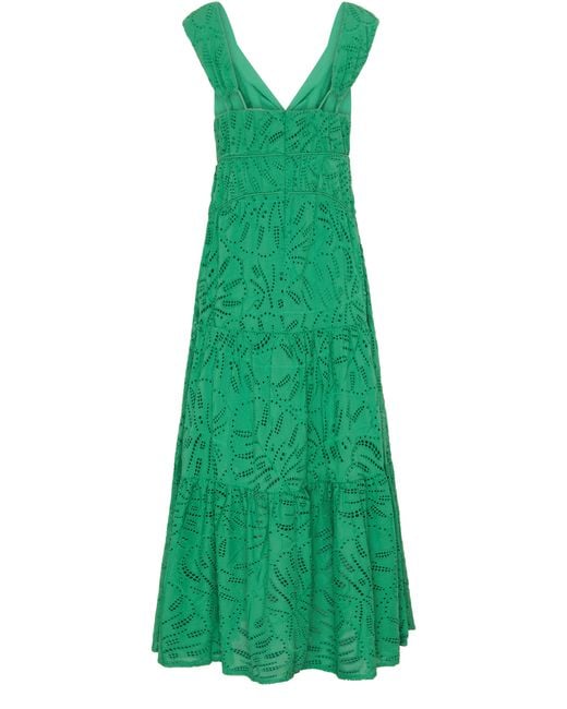 FARM Rio Monstera Tiered Cotton Maxi Dress in Green | Lyst