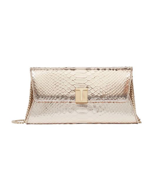 Tom Ford Laminated Stamped Python Clutch in Natural | Lyst