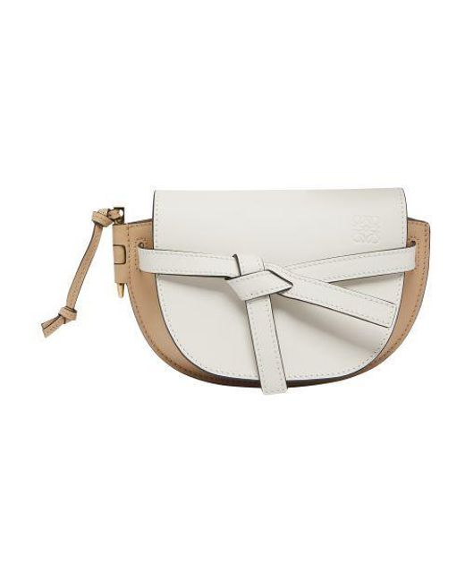 Loewe Gate Dual Mini Leather Shoulder Bag in White | Lyst