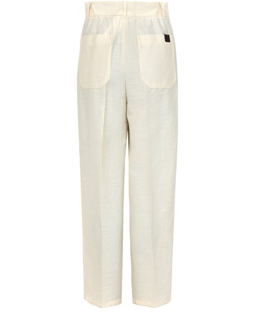 Max Mara Efedra Linen Silk Cigarette Pants in Natural | Lyst