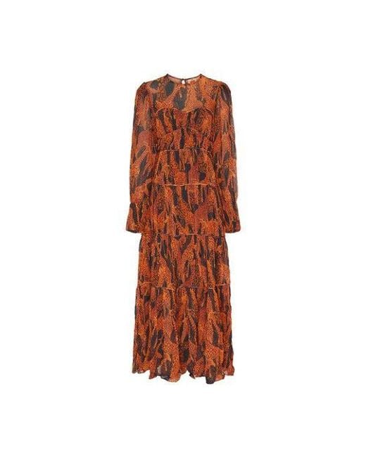 FARM Rio Black Giraffes Puff Sleeve Maxi Dress in Brown | Lyst