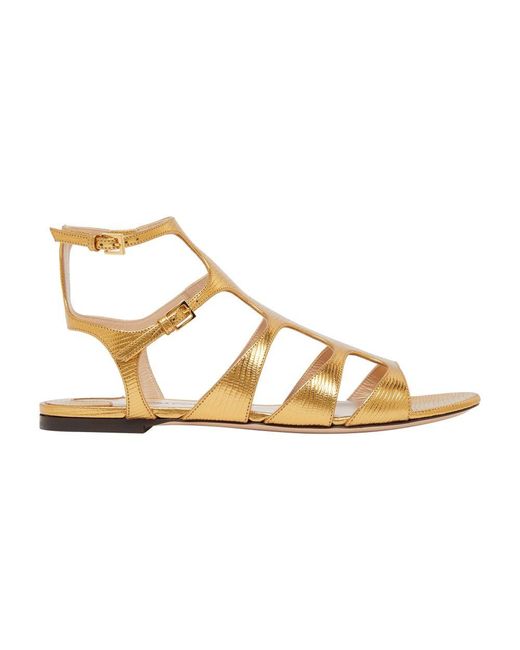 Tom Ford Laminated Printed Lizard Sandals in Metallic | Lyst