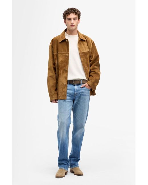 7 For All Mankind Long Jacket In Suede in Brown for Men | Lyst UK