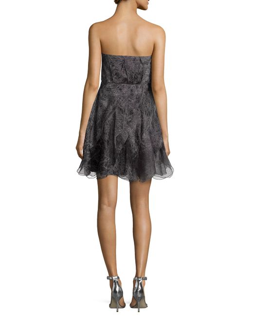 Halston Strapless Fit And Flare Cocktail Dress In Gray Lyst