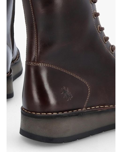 Fly London Rami Dark Rug Leather Lace Up Ankle Boots in Brown | Lyst UK