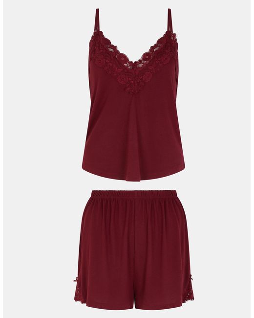 Accessorize Lace Trim Short Pyjamas Set in Red | Lyst UK