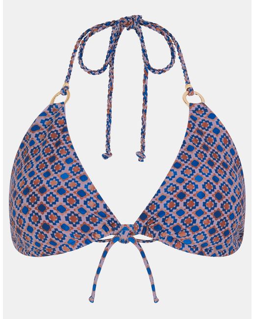 Accessorize Tile Print Bikini Top in Blue | Lyst UK