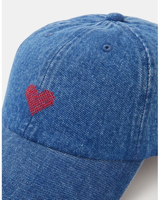 Accessorize Heart Denim Baseball Cap in Blue | Lyst UK