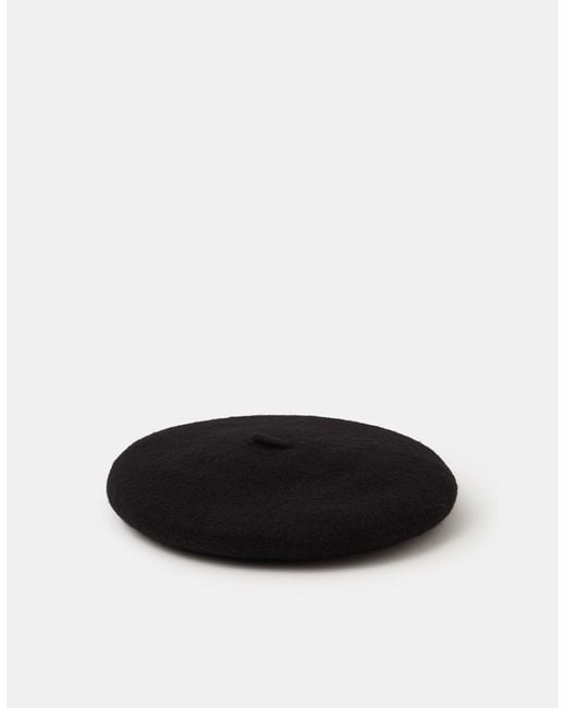 Accessorize Plain Wool Beret in Black | Lyst UK