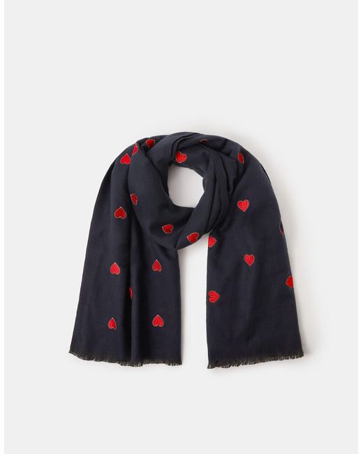 Accessorize Heart Embroidered Blanket Scarf in Blue | Lyst UK