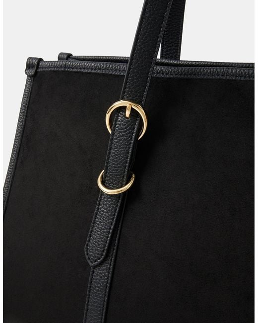 Accessorize Buckle Strap Suedette Shoulder Bag in Black | Lyst UK